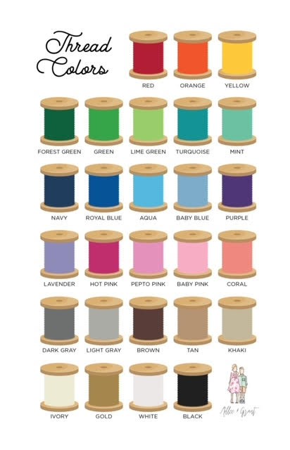 Embroidery Color Chart – Adlee+Grant